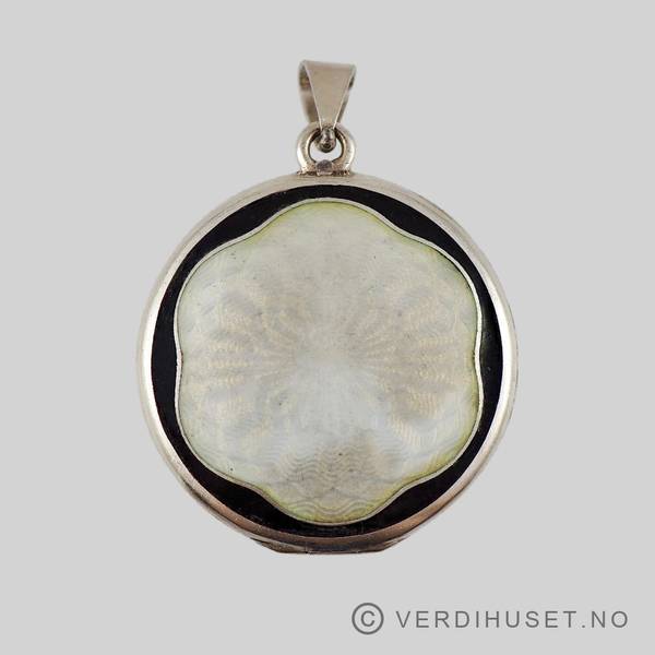 Anheng/Medaljong i sølv med emalje - Verdihuset